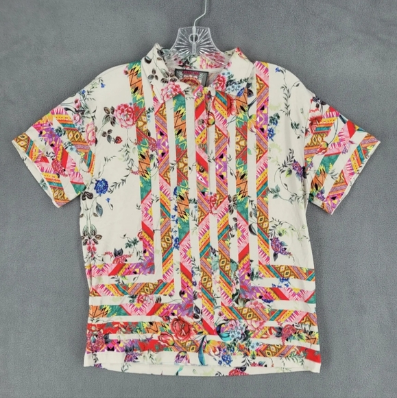 Johnny Was | Tops | Johnny Was Azzy Flower Multicolored Short Sleeve ...